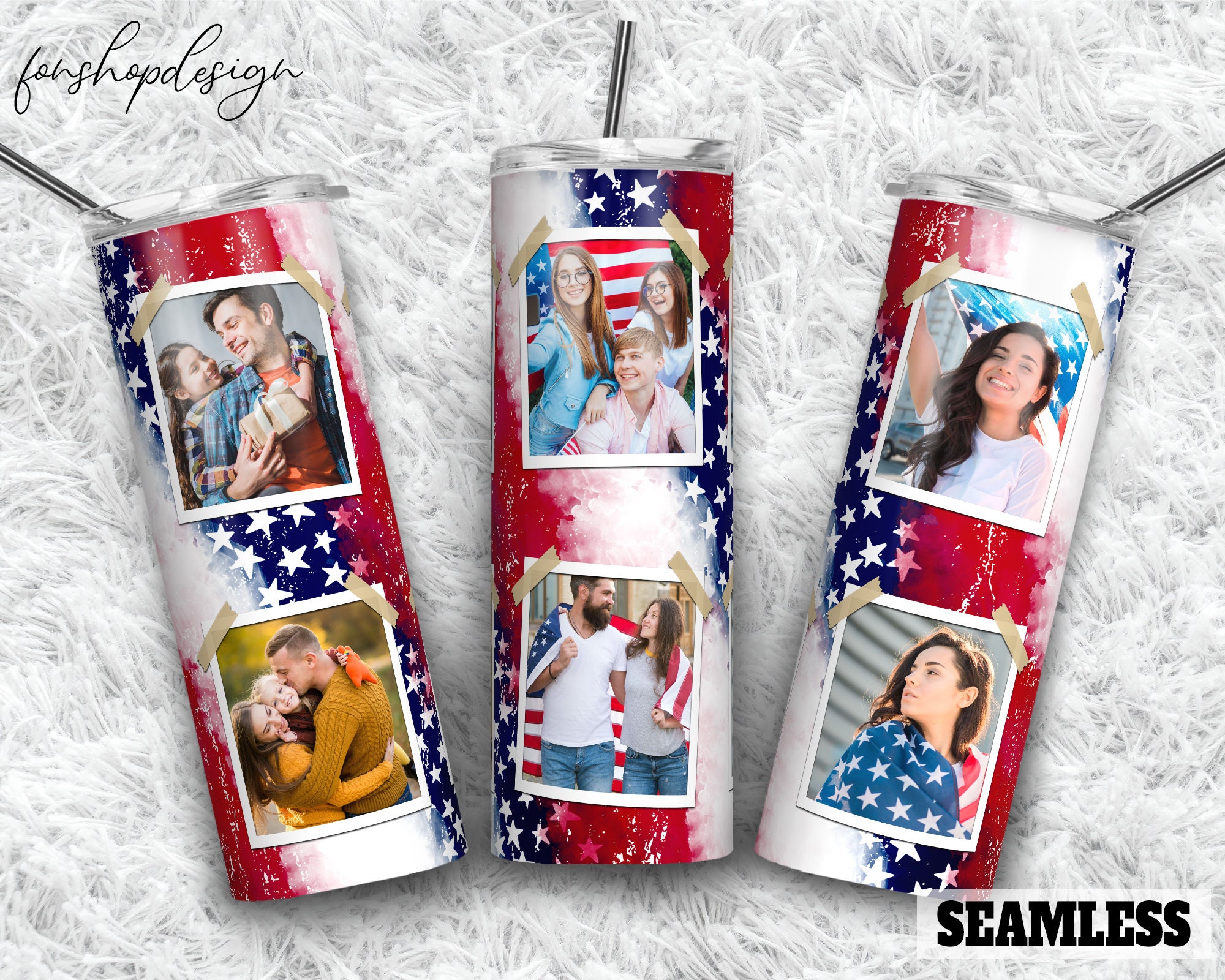 Red White and Blue Photo Frame 20oz Skinny Tapered & Straight - Etsy