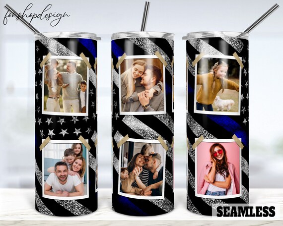 Back the Blue Police Officer Photo Frame 20oz Skinny Tapered & - Etsy