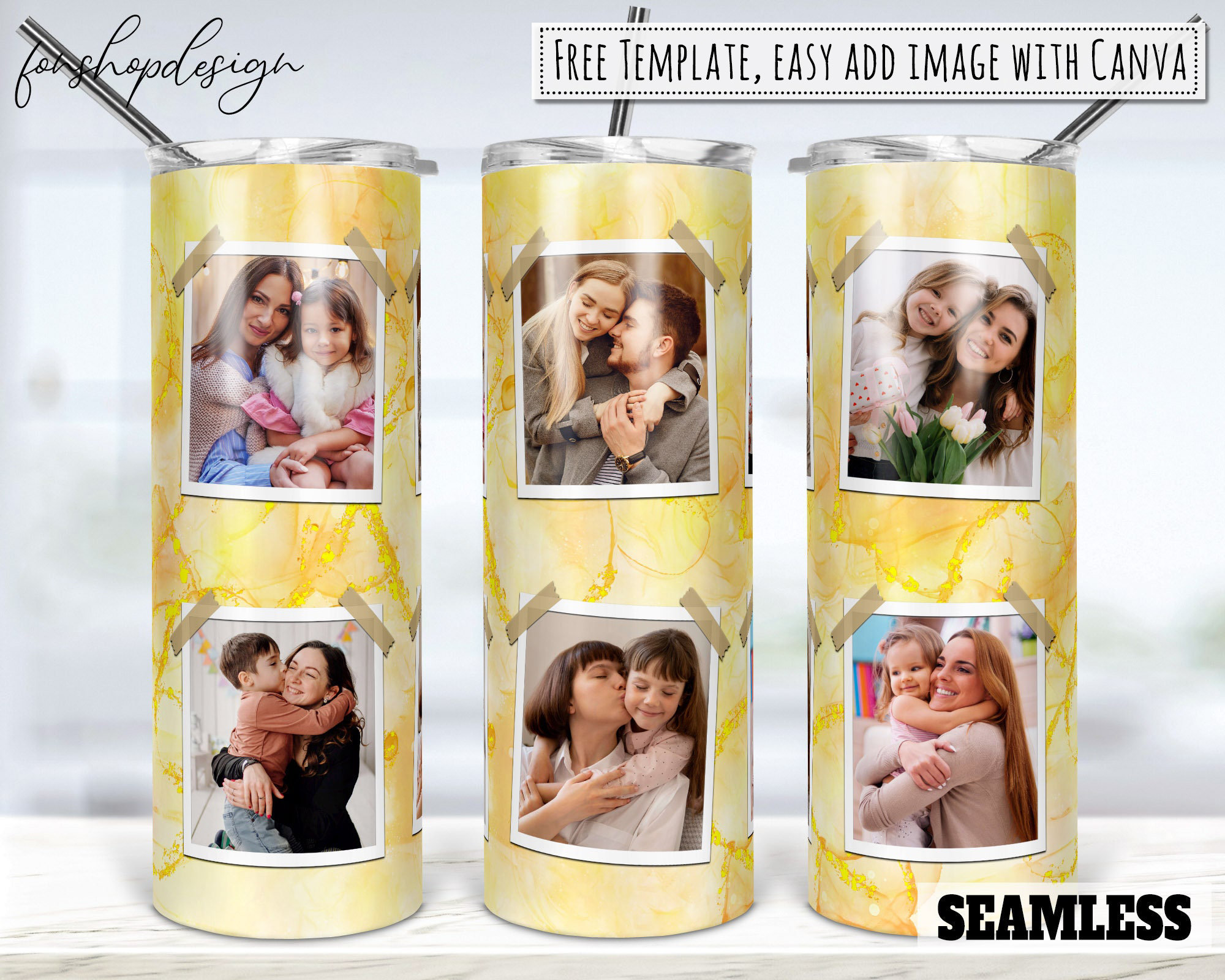 Yellow Glitter Alcohol Ink Photo Frame 20oz Skinny Tapered & - Etsy