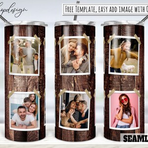 Rustic Wood Seamless Photo Collage Frame 20oz Skinny Tapered Straight ...