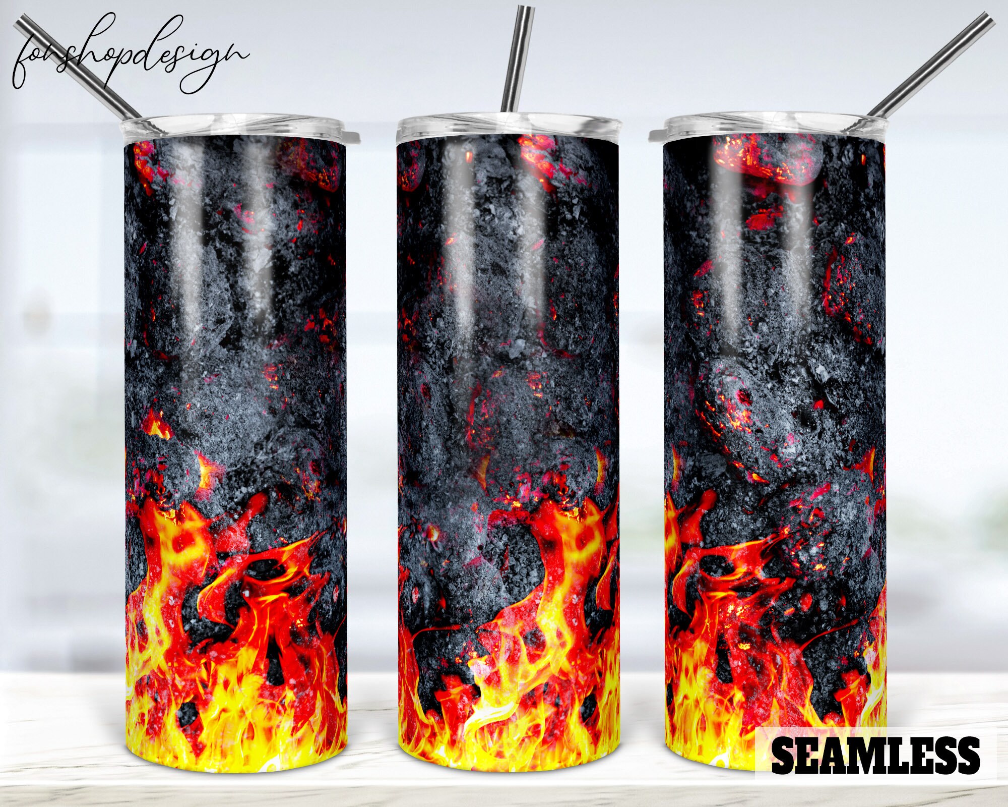 Flames Fire Seamless Tumbler 20 Oz Tumbler Skinny Tumbler - Etsy