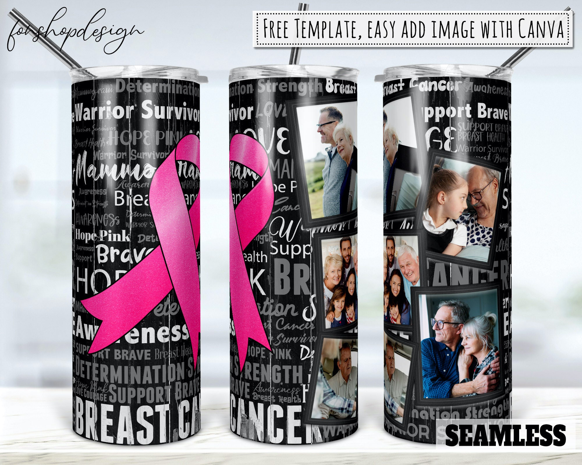 Glitter Awareness Ribbon Word Art Breast Cancer Photo Frame - Etsy