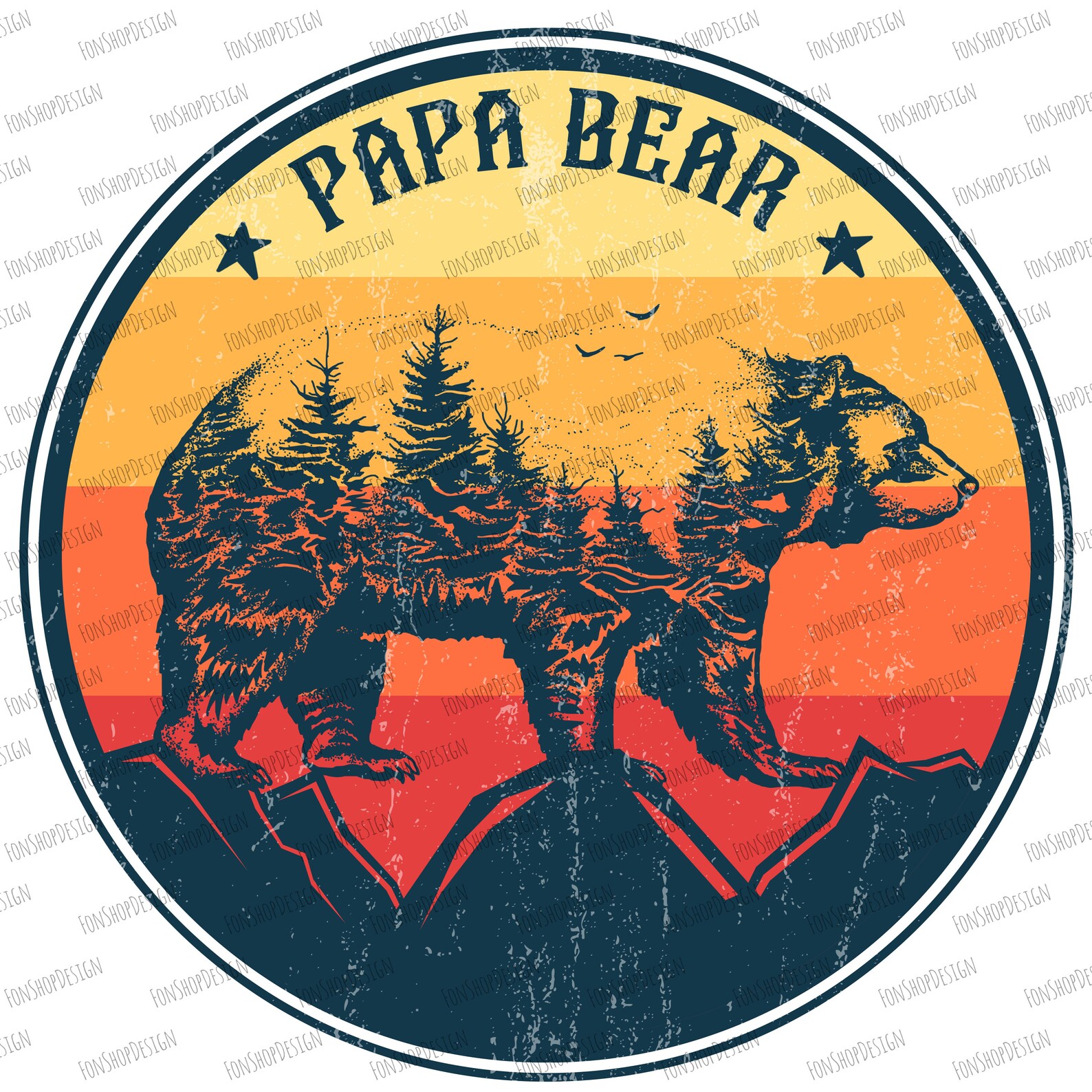 Papa Bear Retro Vintage Sublimation Png Dad Png Fathers Day - Etsy