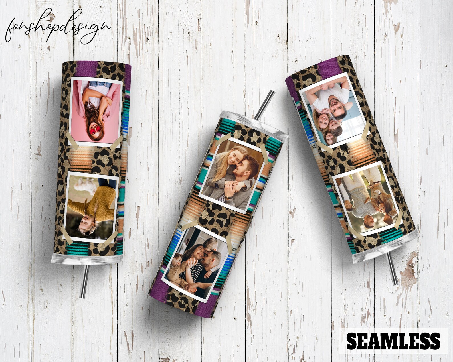 Leopard Serape Striped Photo Frame 20oz Skinny Tapered & - Etsy