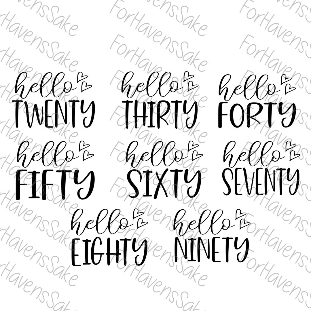 Digital | Hello Twenty | Age SVG PNG JPG Digital - Etsy