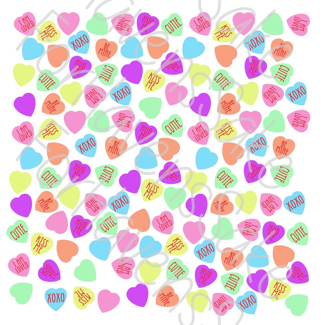Digital | Valentine Candy Hearts SVG PNG JPG | Conversation Hearts ...