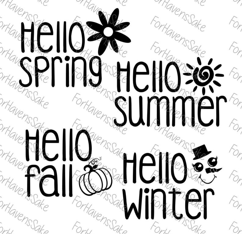 Digital Hello Seasons SVG PNG JPG Spring Summer Fall - Etsy