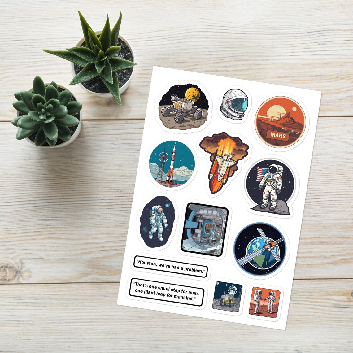 Space Exploration Sticker Sheet Featuring Rocket Launches and More ...