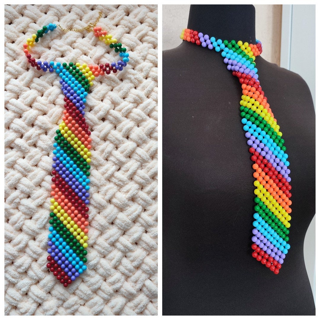 Lgbt Pride Bead Tie,lgbt Pride Tie,rainbow Bead Tie,lgbt Pride,men's ...