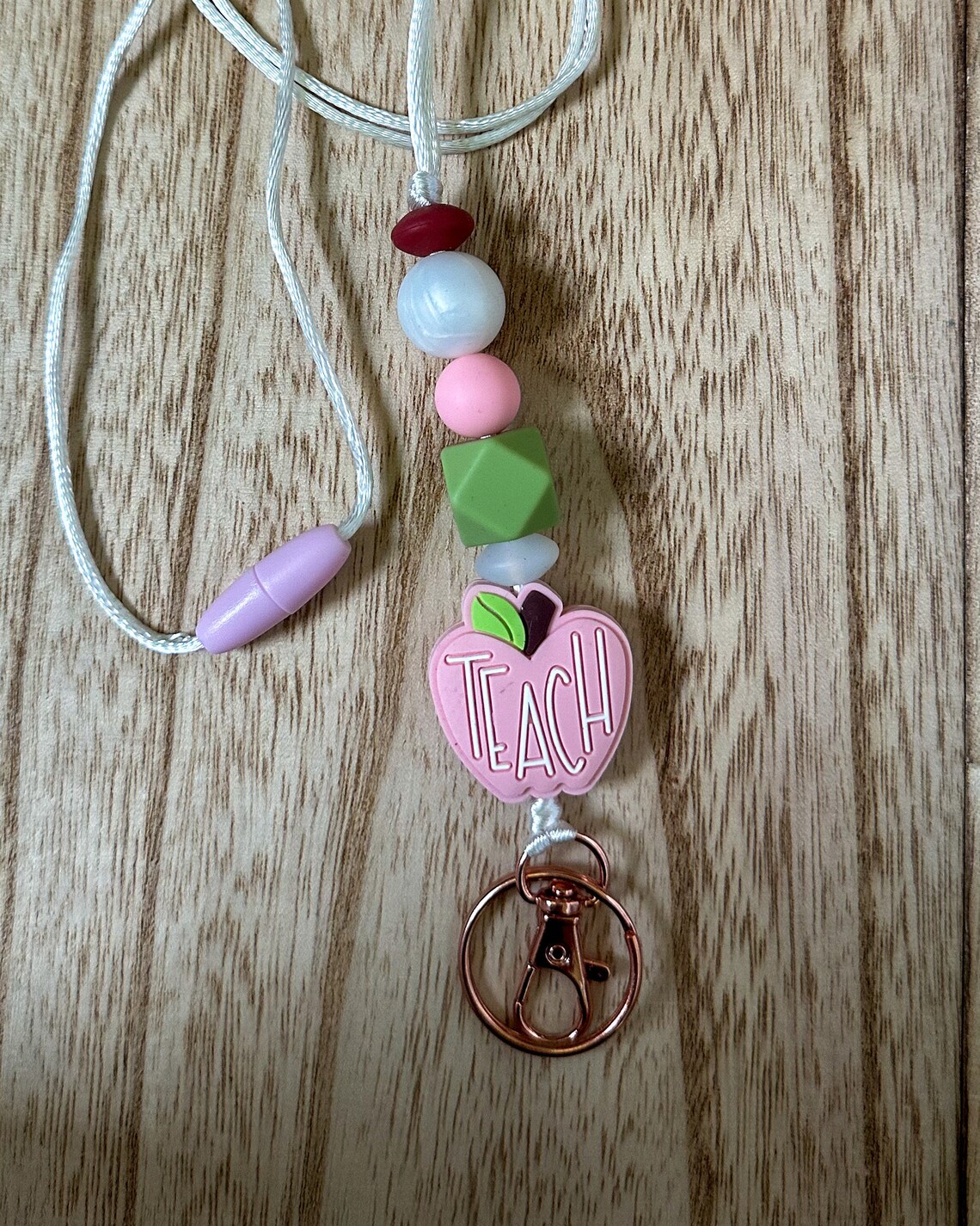 Lanyard-white-light Pink Apple-teach - Etsy