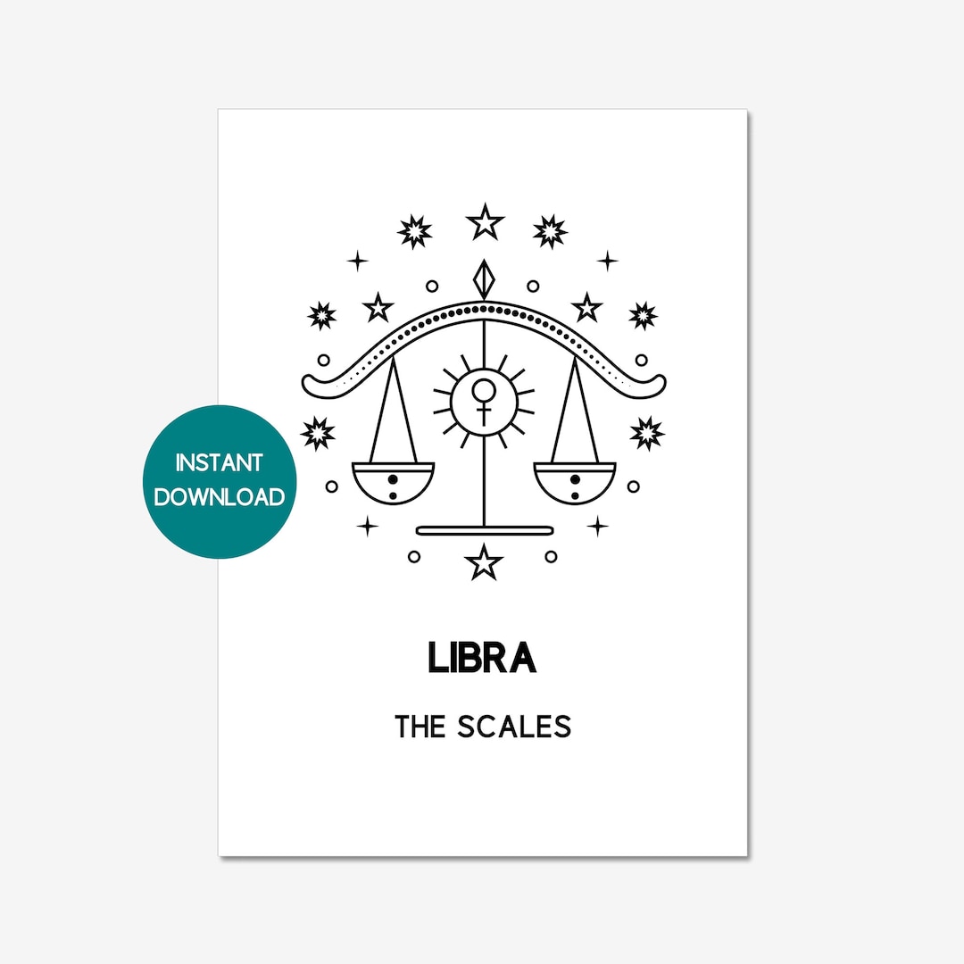 LIBRA Zodiac Star Sign Print | Libra Scales Astrology Gift as Boho Wall ...