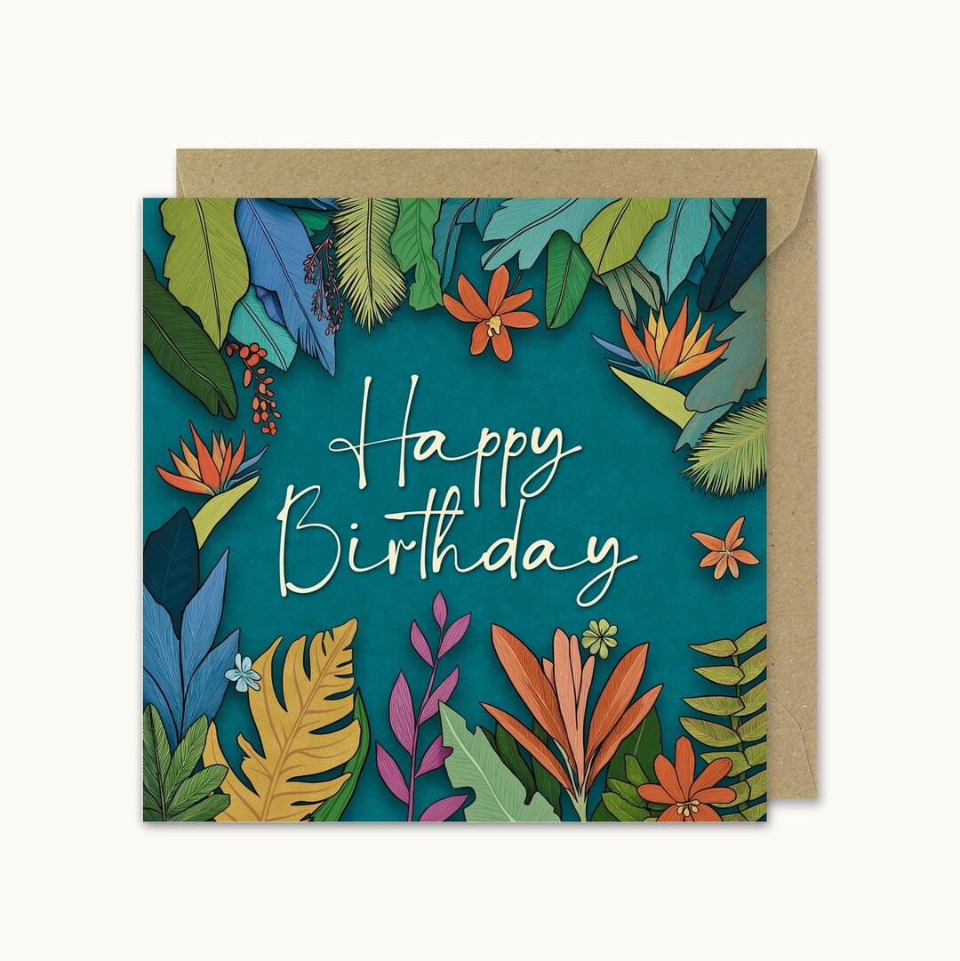 Tropical Birthday Cards | Blank Inside | 15x15cm | Free Postage - Etsy UK