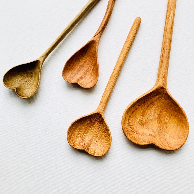 Natural Wooden Heart Spoons Handcrafted Rosewood Spoons Eco - Etsy