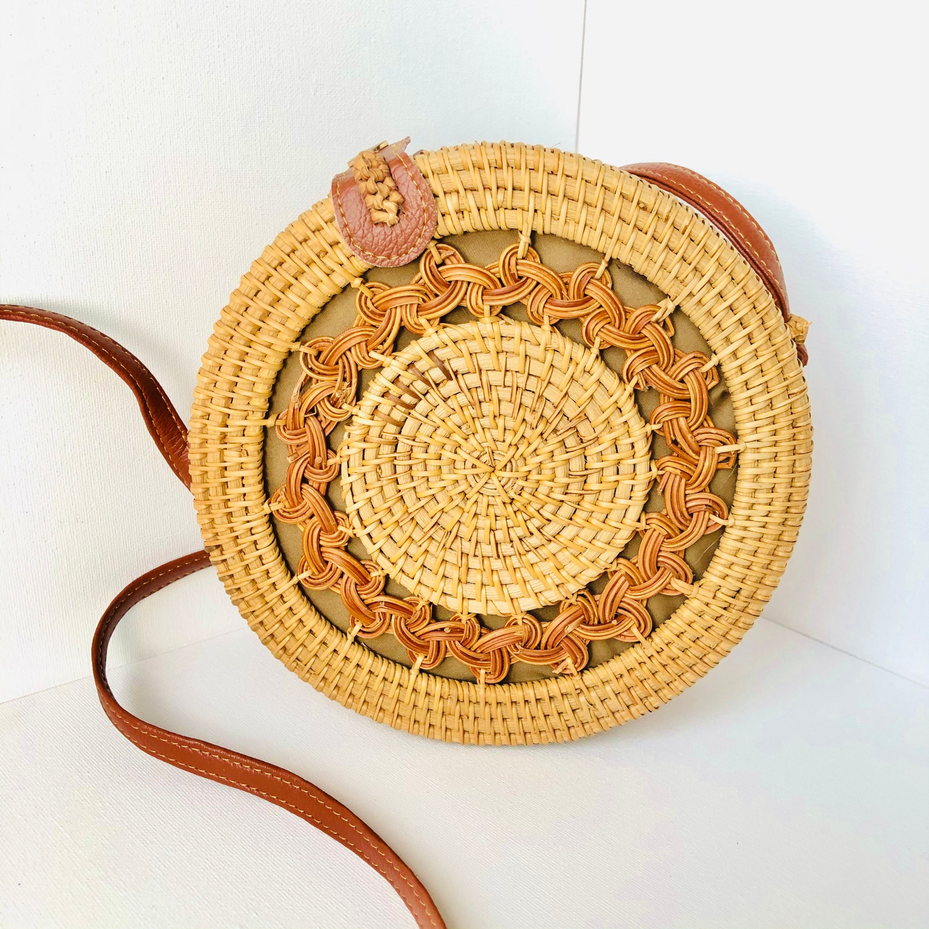 Sun Round Handwoven Rattan Bag Floral Rattan Bag Shoulder | Etsy