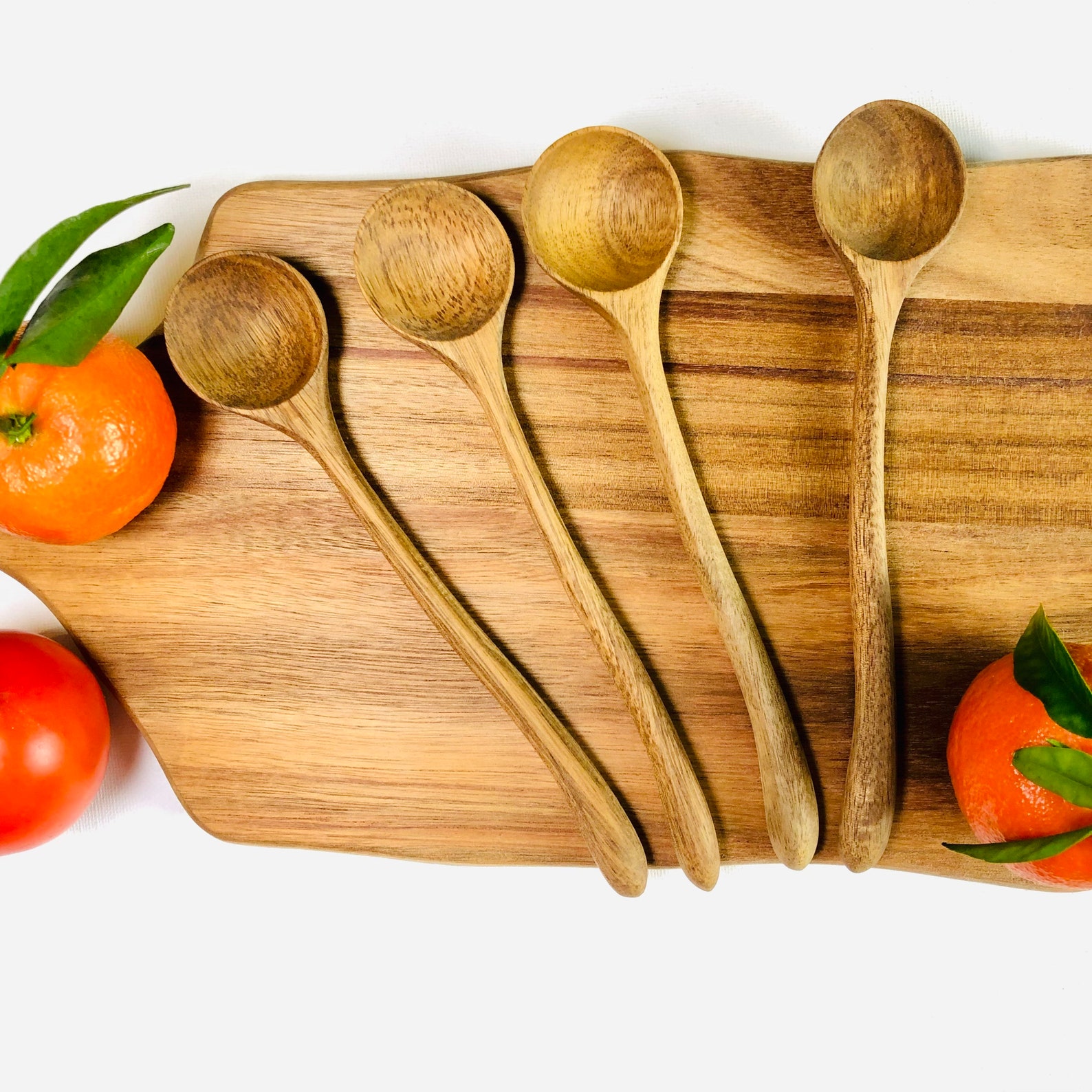 Handcrafted Acacia Wooden Spoons Set: Curvy Handle Design - Etsy