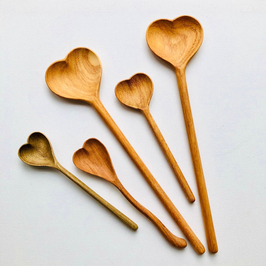 Natural Wooden Heart Spoons | Handcrafted Rosewood Spoons | Eco ...