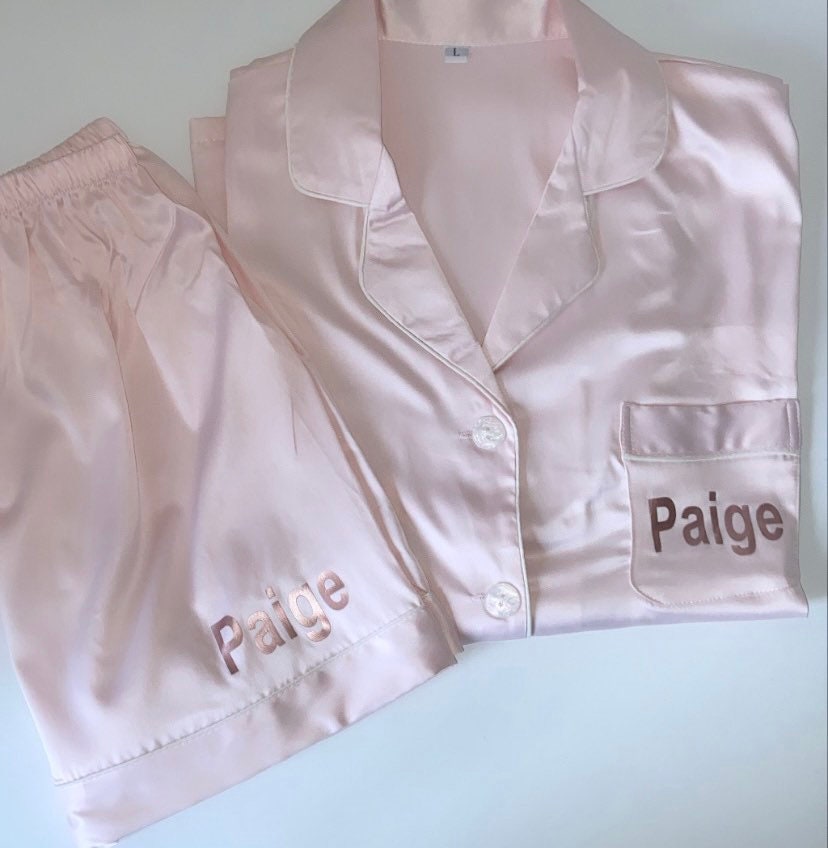 Ladies adult satin personalised pyjamas | Etsy