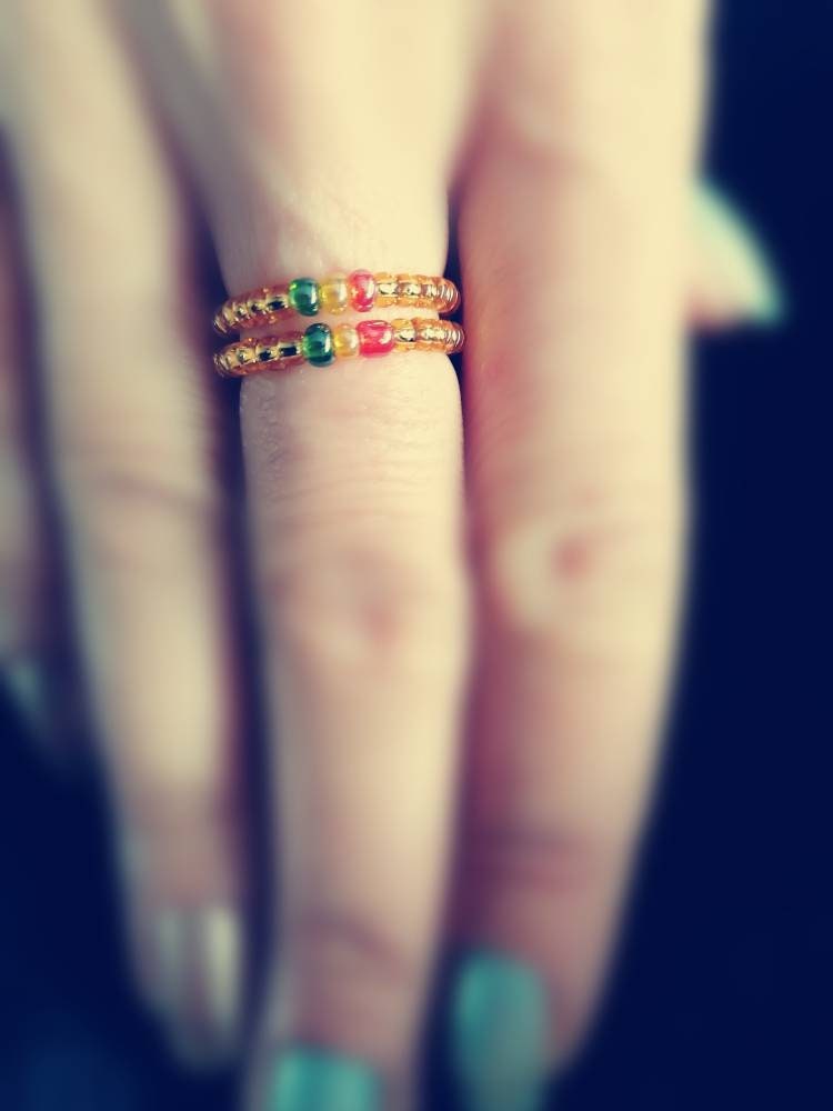 Reggae Beaded Ring - Etsy