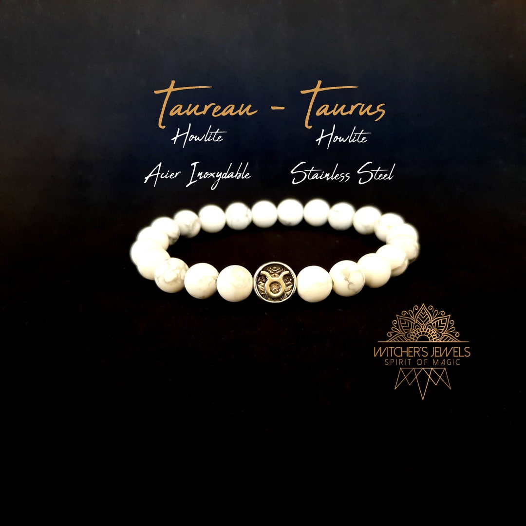 Bracelet Blanc TAUREAU Signe Du Zodiaque, Signe Astrologique Acier ...