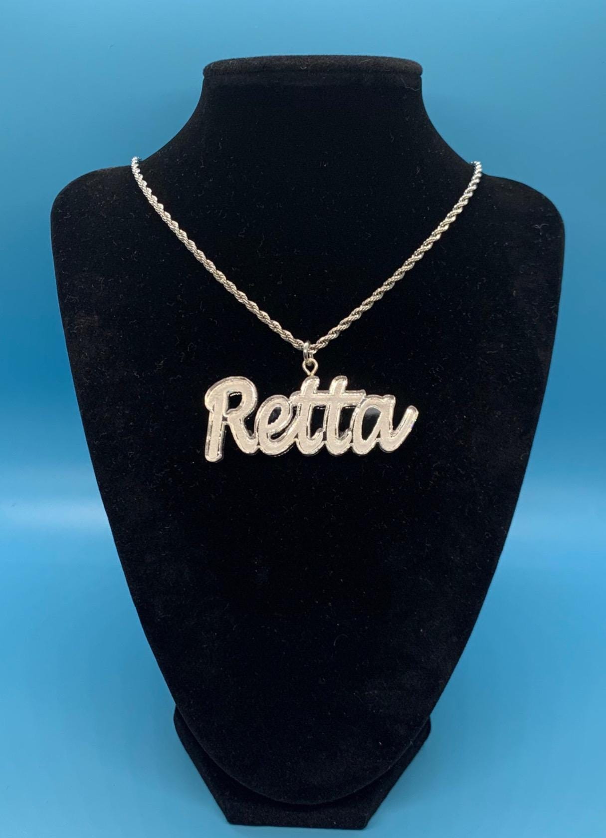 Personalized Notre Dame Necklace, Custom Acrylic Nameplate, Rope Chain ...
