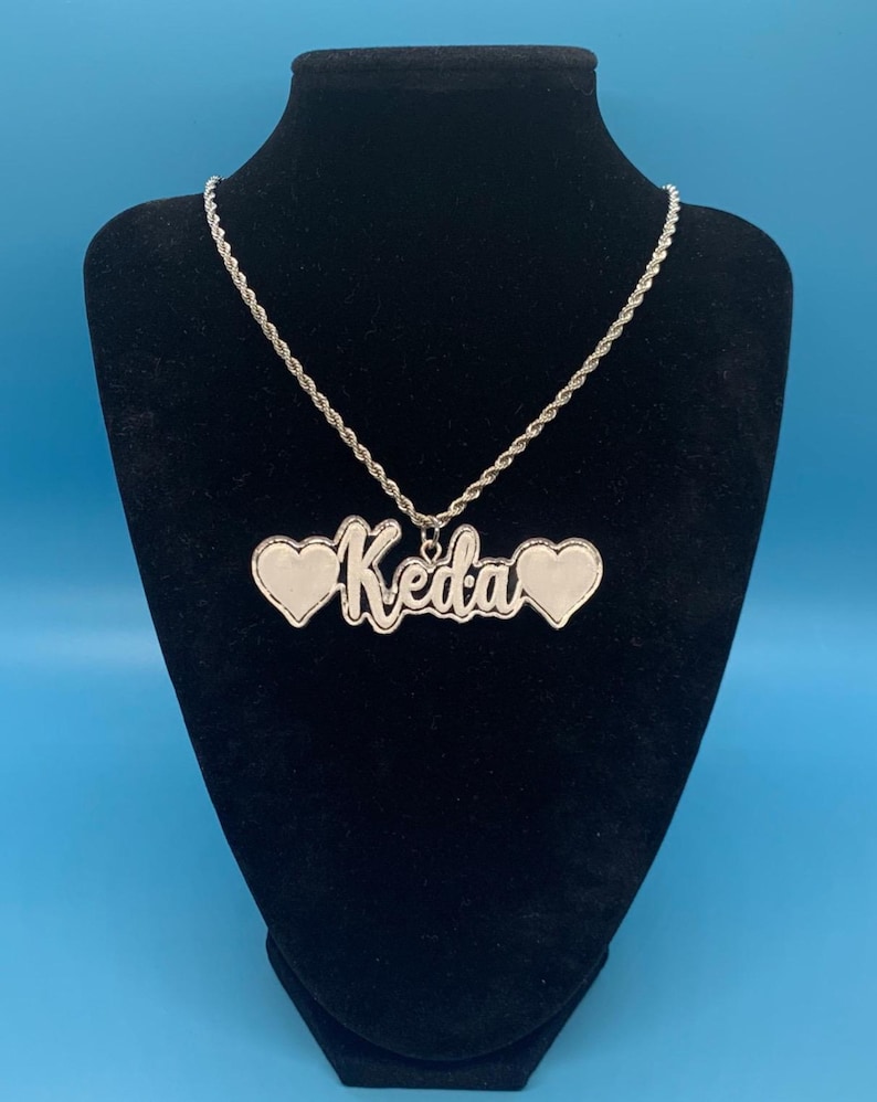 Personalized Notre Dame Necklace, Custom Acrylic Nameplate, Rope Chain ...
