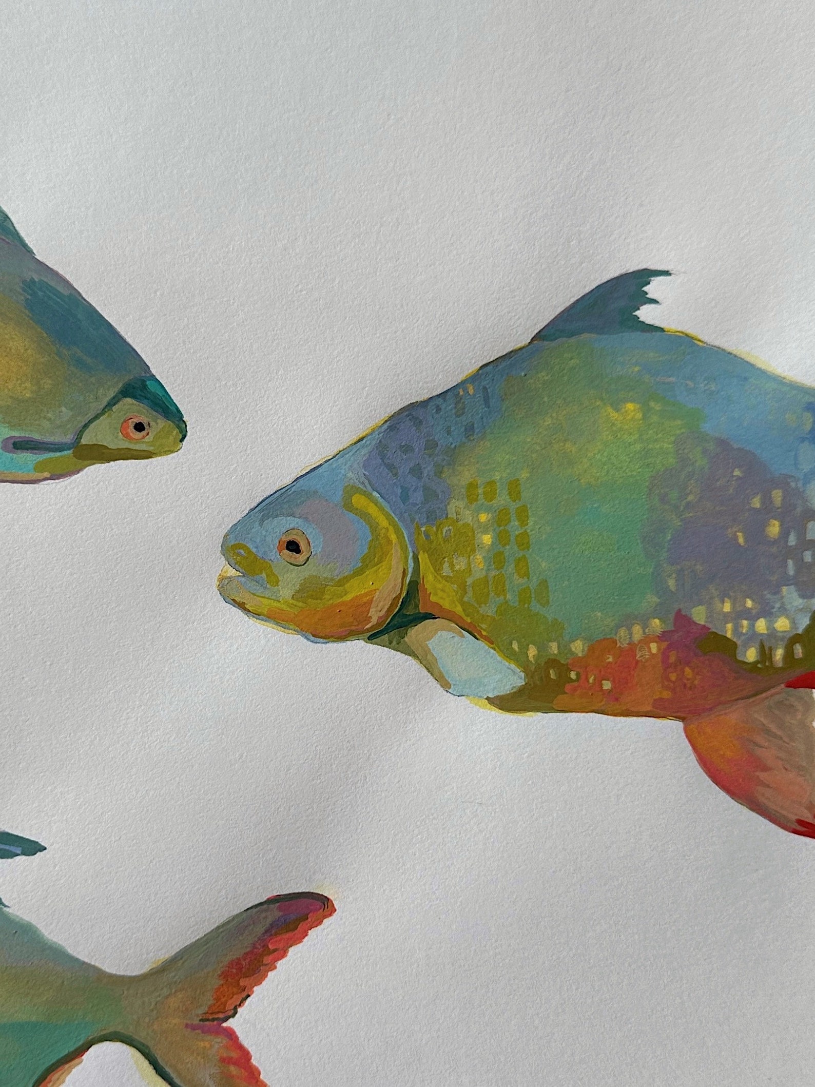 Gouache Painting - Chatting Fish - Etsy