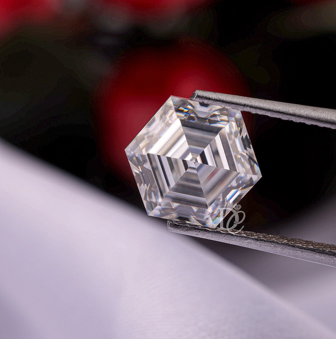 2.5CT Hexagon Cut Moissanite,8 Corner Step Cut Loose Moissanite,antique ...