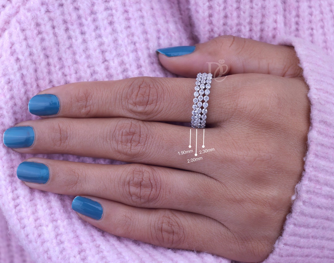 Full Eternity Wedding Band,round Colorless Moissanite Wedding Band ...
