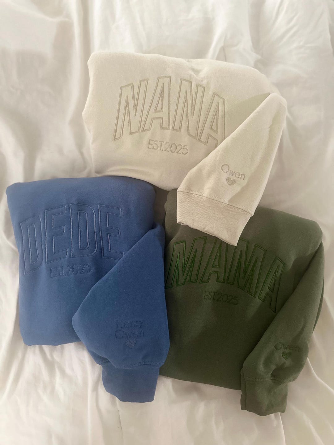 Custom Embroidered "est." Sweatshirt: Personalized Mama, Nana, Gigi ...