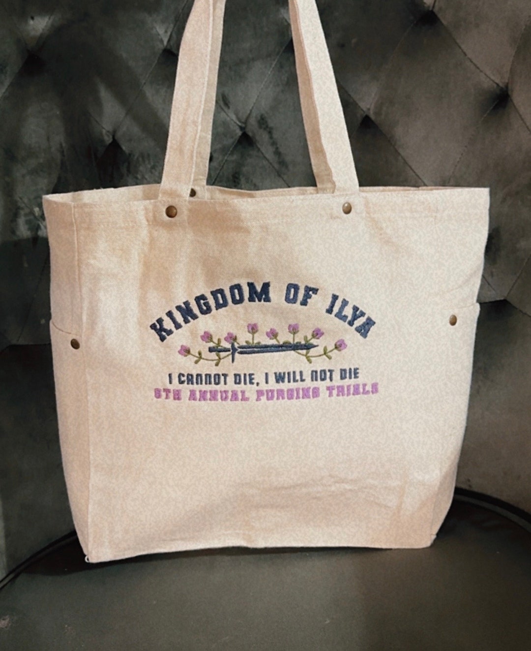 Kingdom of Ilya Powerless Inspired Embroidered Washed Canvas Tote With ...