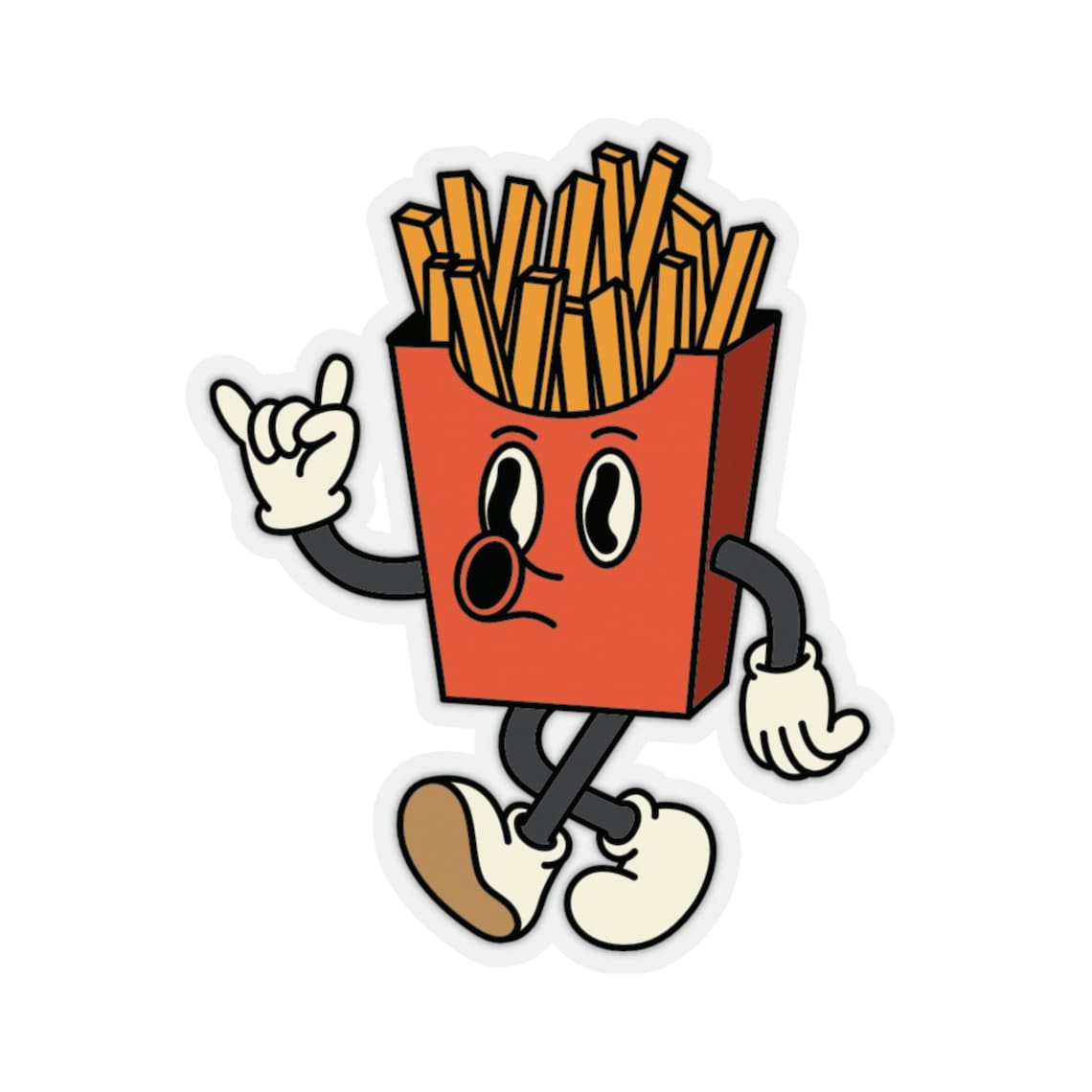 French Fry Guy Holding up Hang Loose Hand Sticker French Fry - Etsy