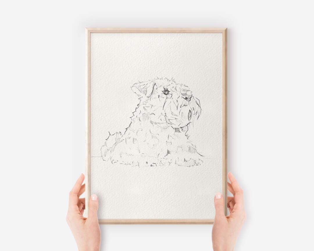Schnauzer Dog Drawing Hand-drawn Portrait printable Instant Download ...