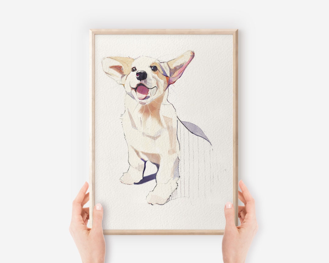 Corgi Print | Welsh Corgi | Cute Corgi | Corgi Drawing | Dog Drawing ...