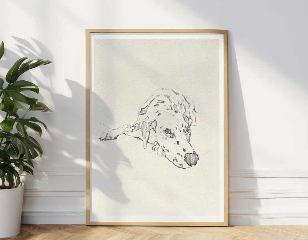 Dalmatian Art Print | Hand-drawn Dalmatian Drawing | Pencil Sketch Dog ...