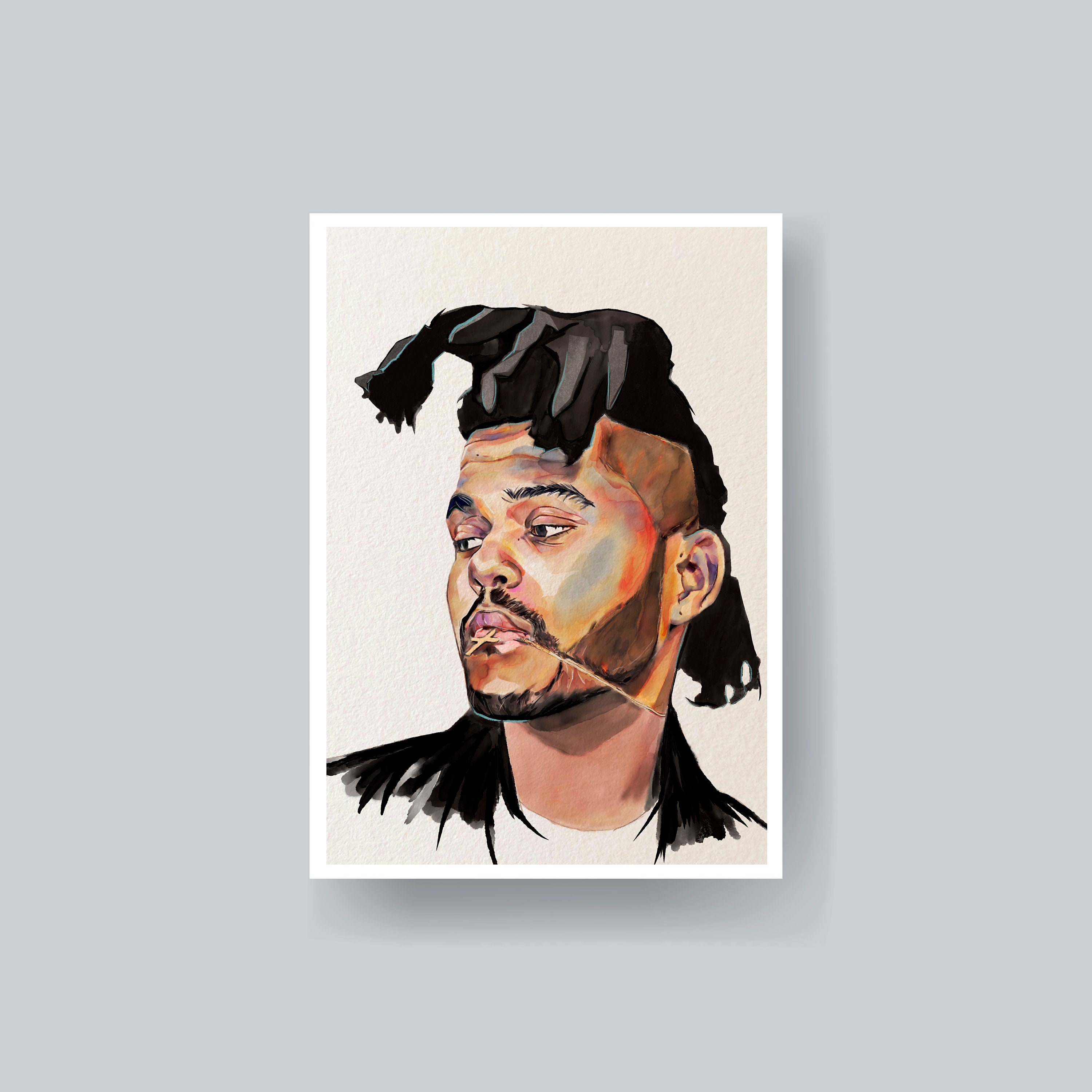 The Weeknd Portrait Art Watercolor Wall Print Music Lover Gift Modern ...