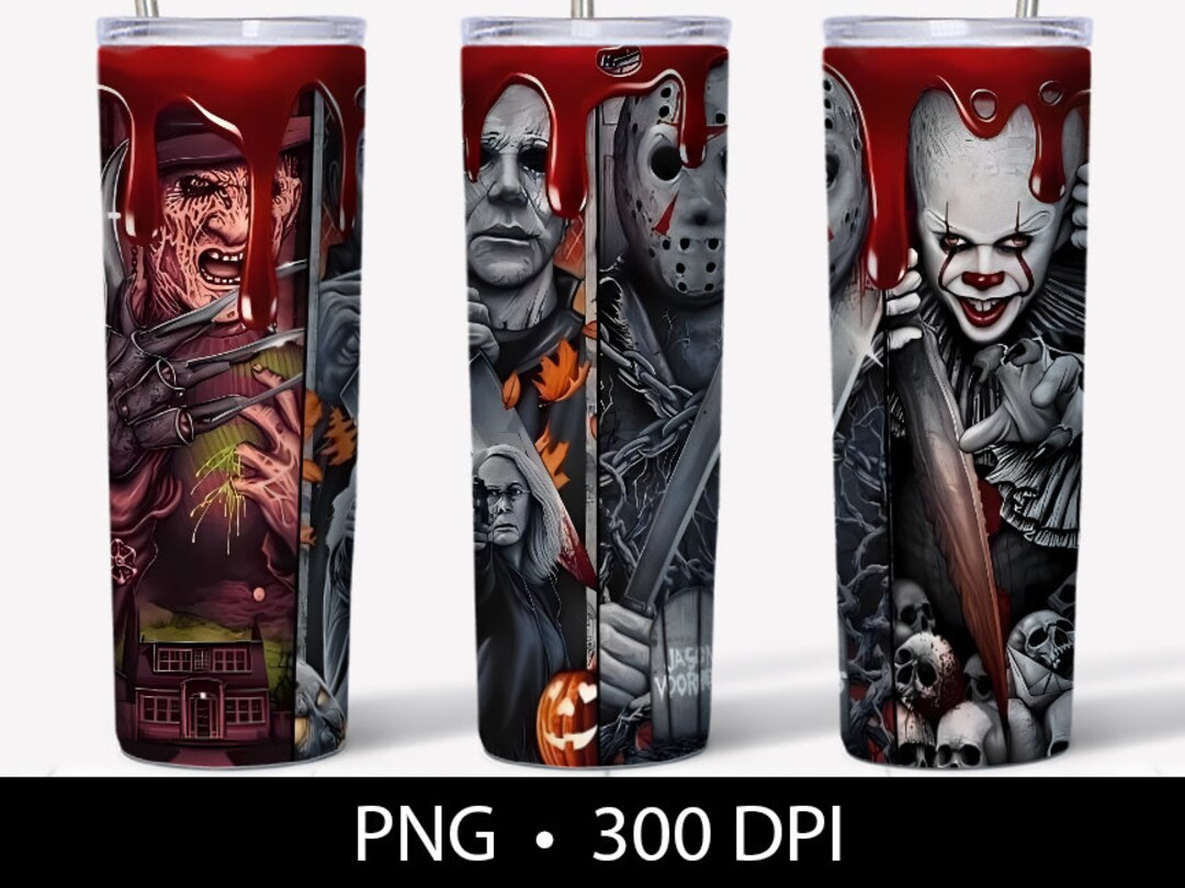 Horror Movie Panel 20oz Skinny Tumbler Sublimation Design, Straight ...