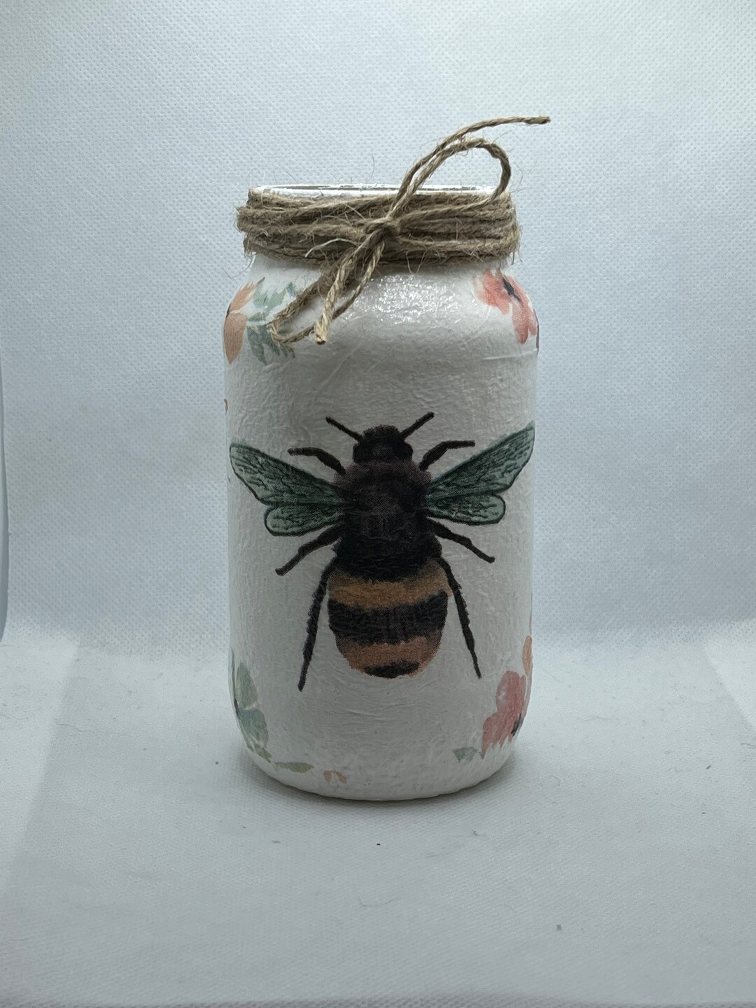 Decoupaged ORT Jar Thread Catcher Jar Decoupaged Vase - Etsy