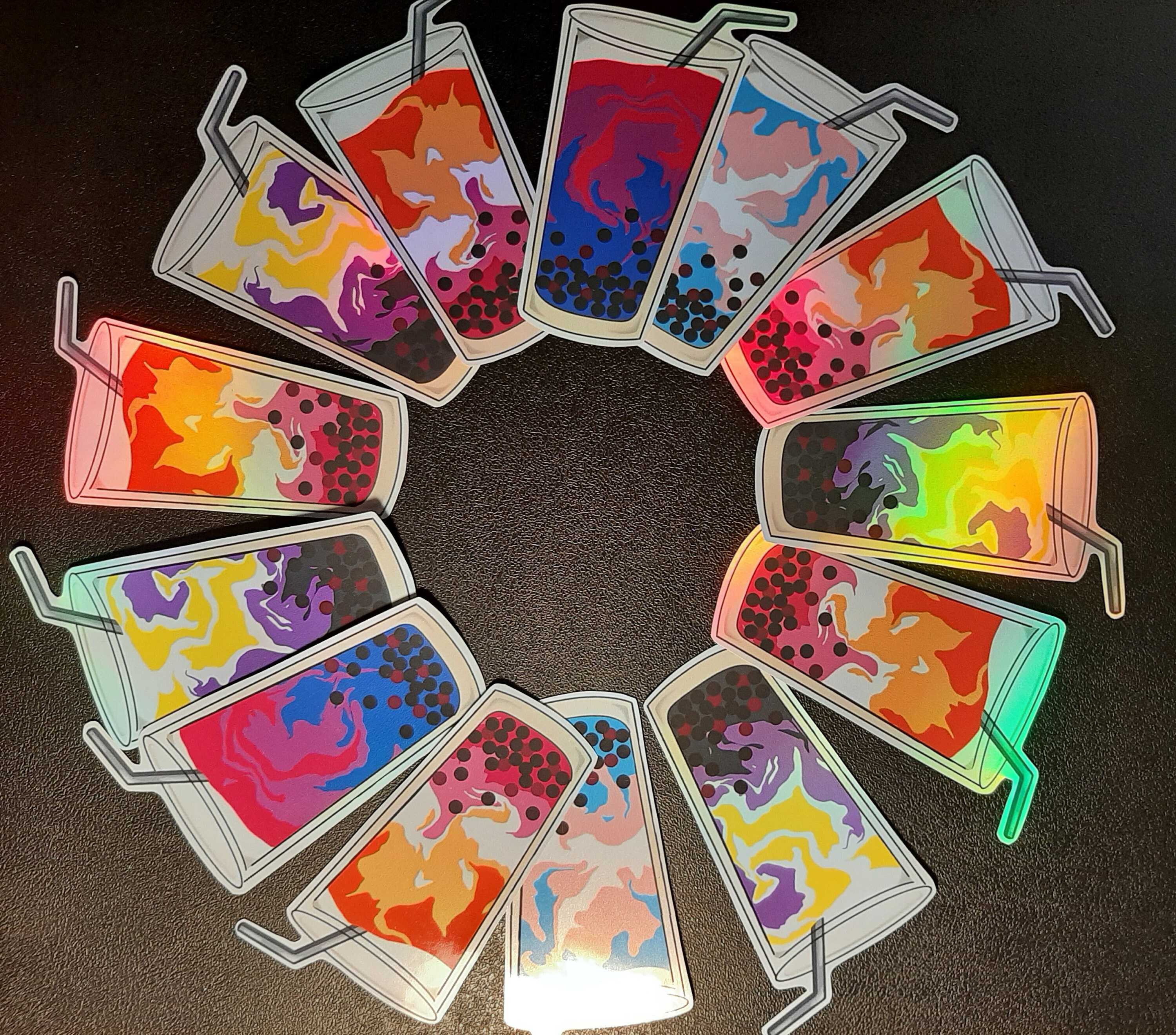 LGBTQ Pride Flag Boba Stickers Holographic Water Resistant - Etsy