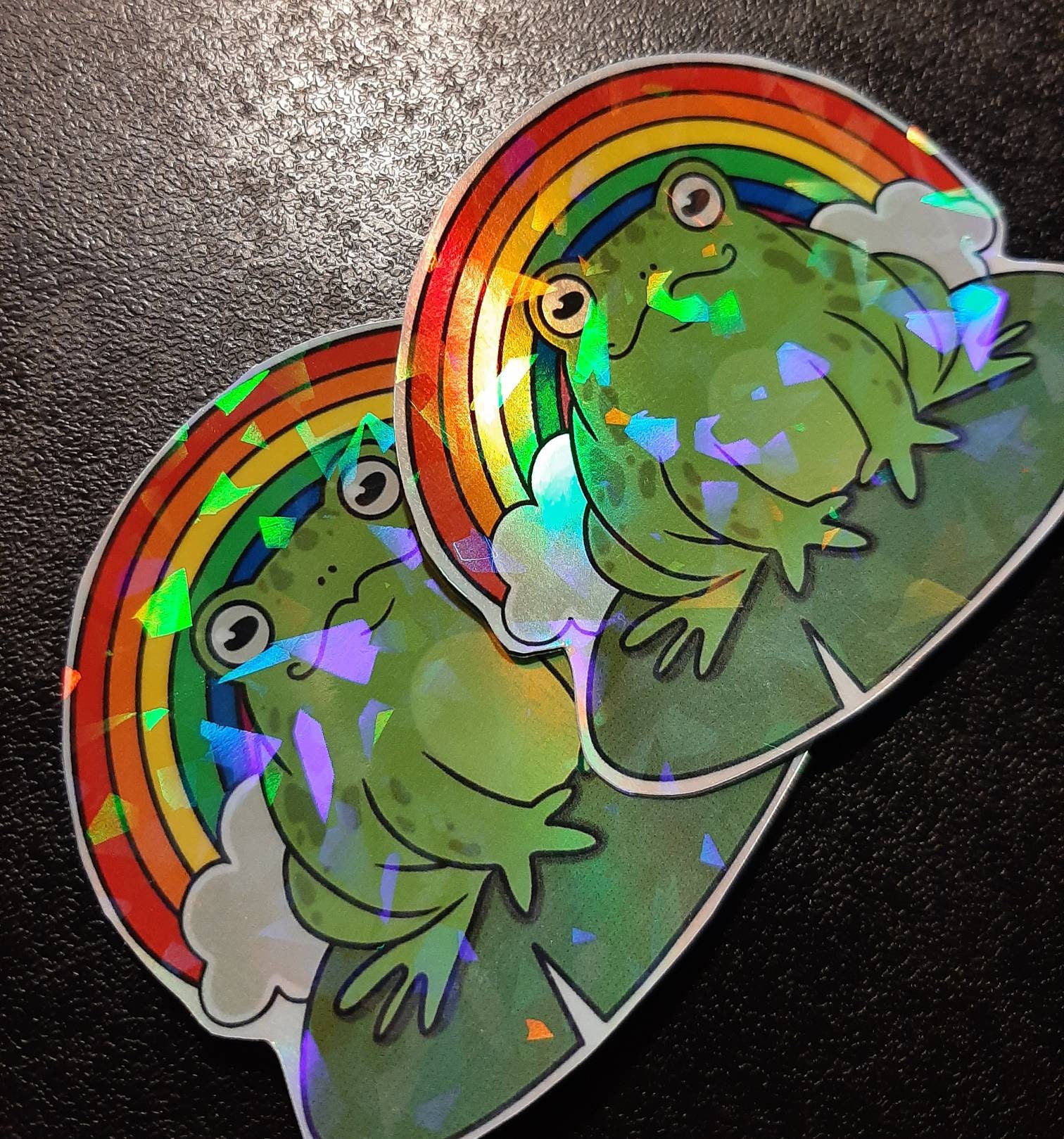 Rainbow Frog Sticker Holographic Water Resistant | Etsy