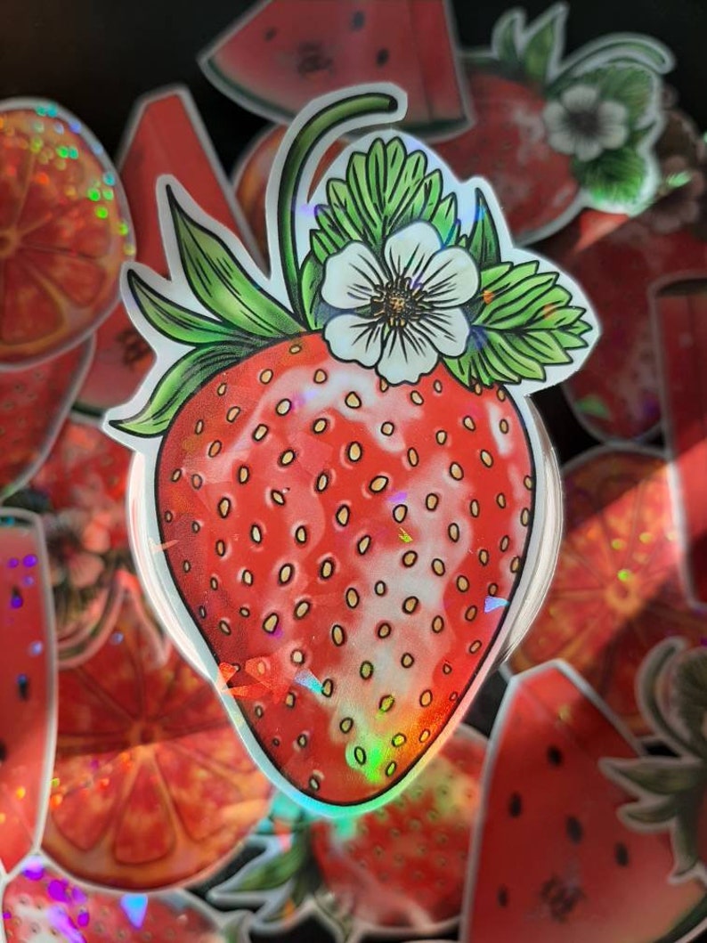 Fruit Sticker Set Prism Holographic Waterproof | Etsy