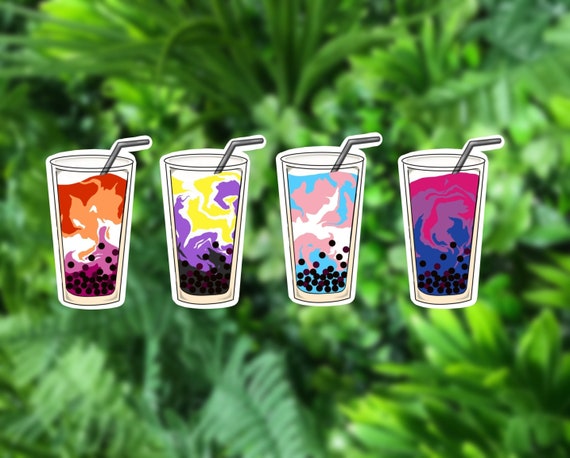 LGBTQ Pride Flag Boba Stickers Holographic Water Resistant | Etsy