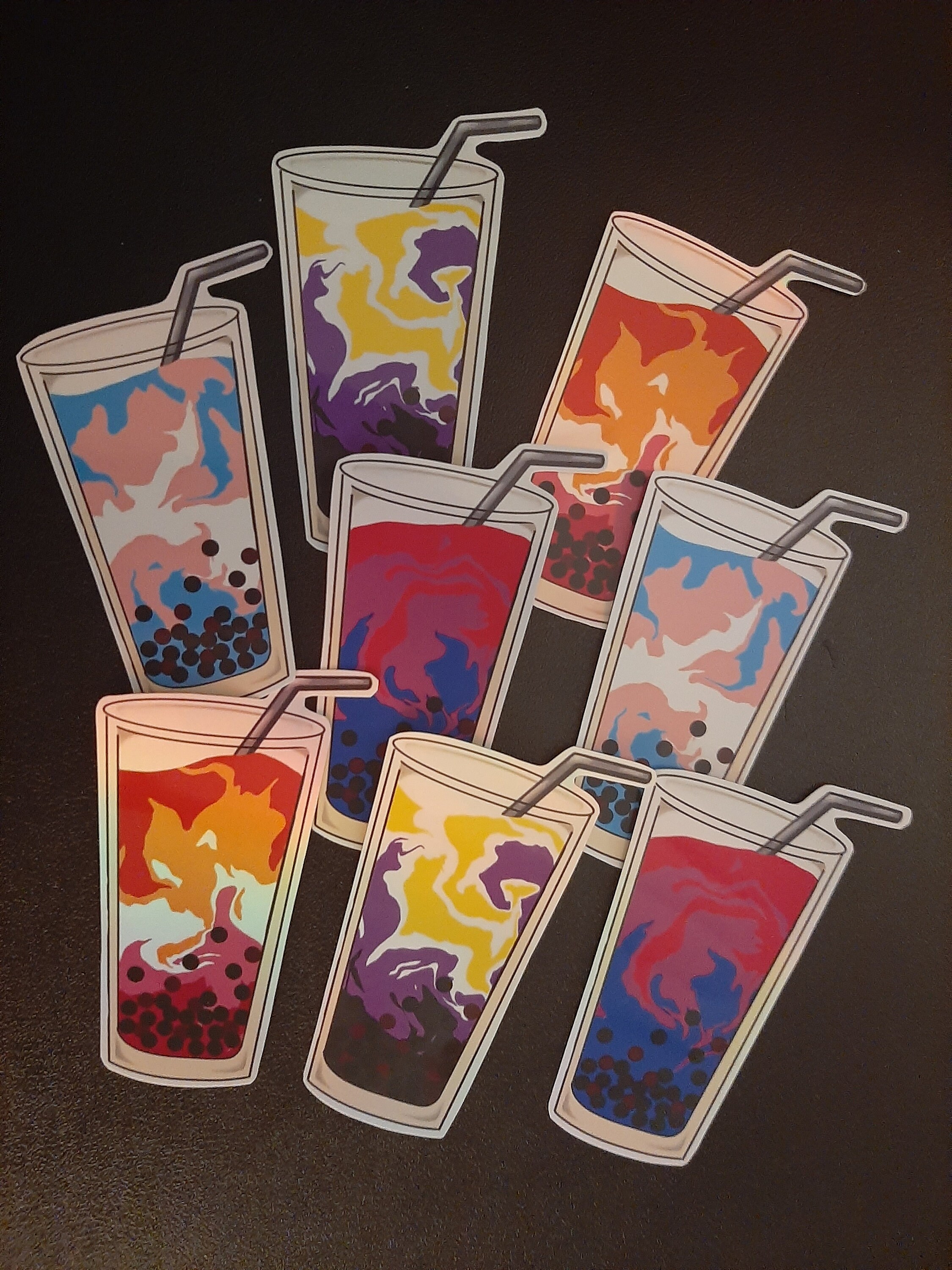 LGBTQ+ Pride Flag Boba Stickers | Holographic Water Resistant - Etsy
