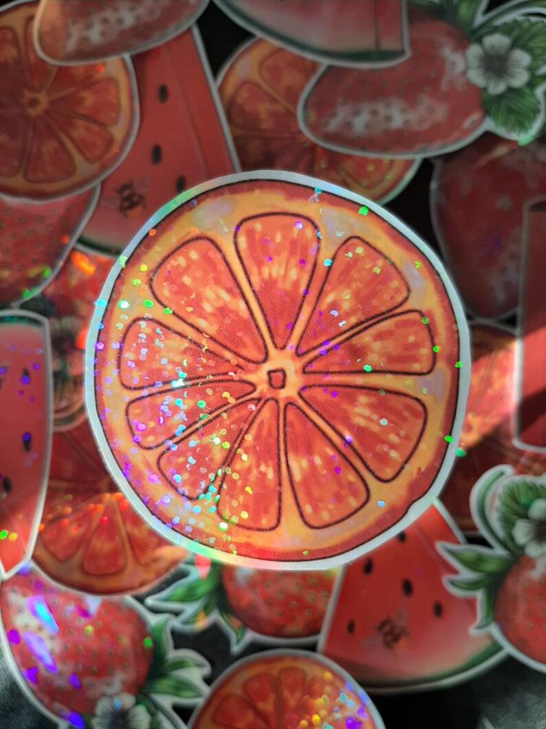 Fruit Sticker Set Prism Holographic Waterproof | Etsy