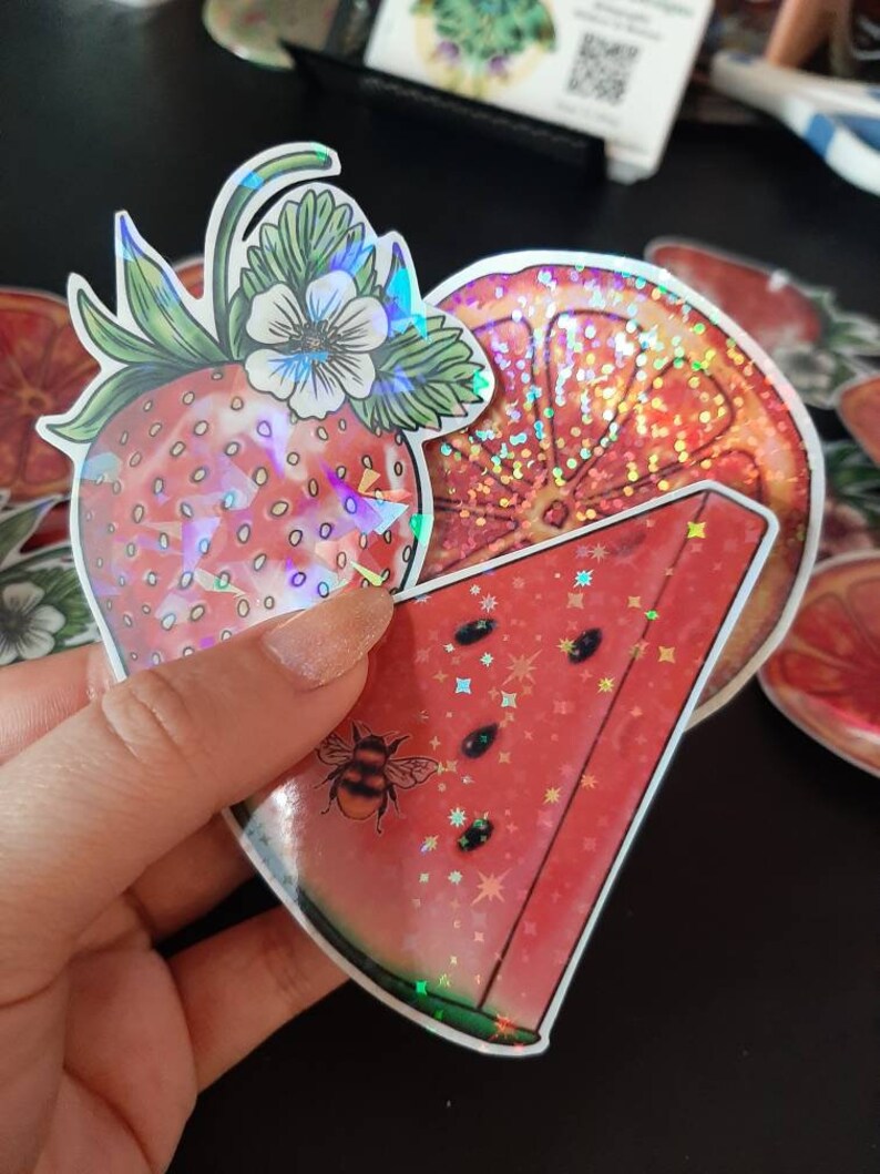 Fruit Sticker Set Prism Holographic Waterproof - Etsy