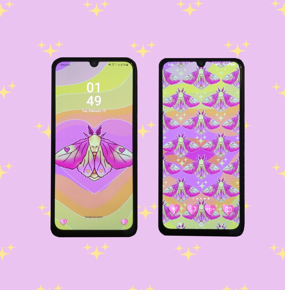 Rosy Maple Moth Phone & Tablet Wallpaper | Digital Download - Etsy