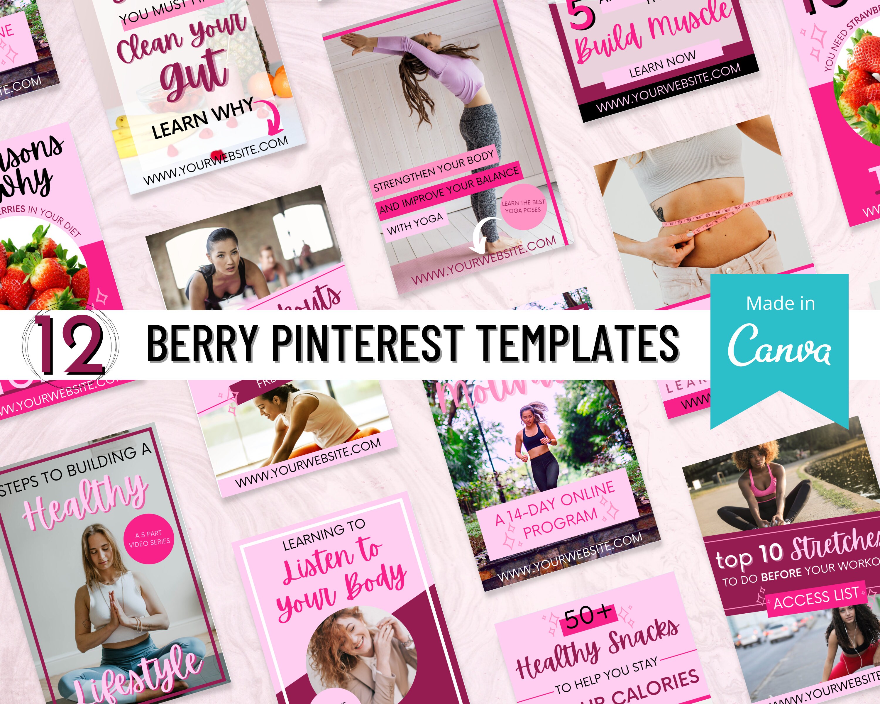 Pinterest Pin Templates Pink Pinterest Template Canva Template ...