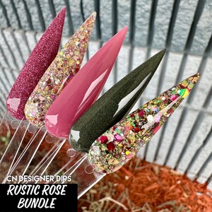 Rustic Rose Bundle- Dip Powder, Dip Powder for Nails, Acrylic, Green ...
