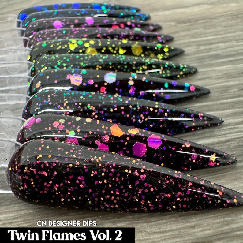 Backfire- Dip Powder, Dip Powder for Nails, Acrylic, Black, Glitter ...