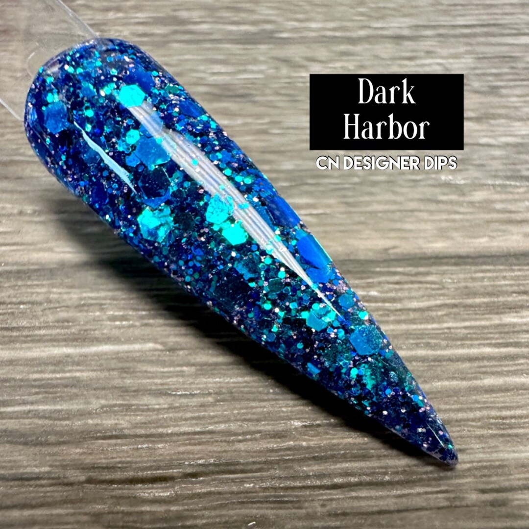 Dark Harbor- Dip Powder, Dip Powder for Nails, Acrylic, Blue, Chunky ...