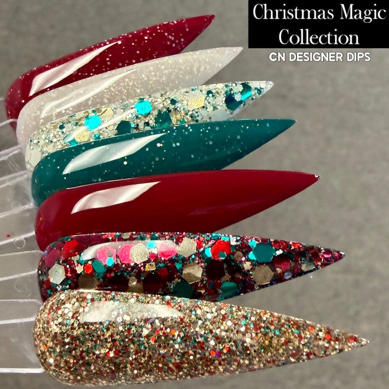 Nail Dip Red Glitter - Etsy